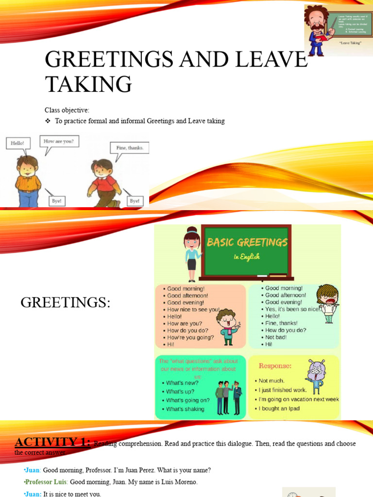 1 Greetings and Leave Taking | PDF | Career & Growth