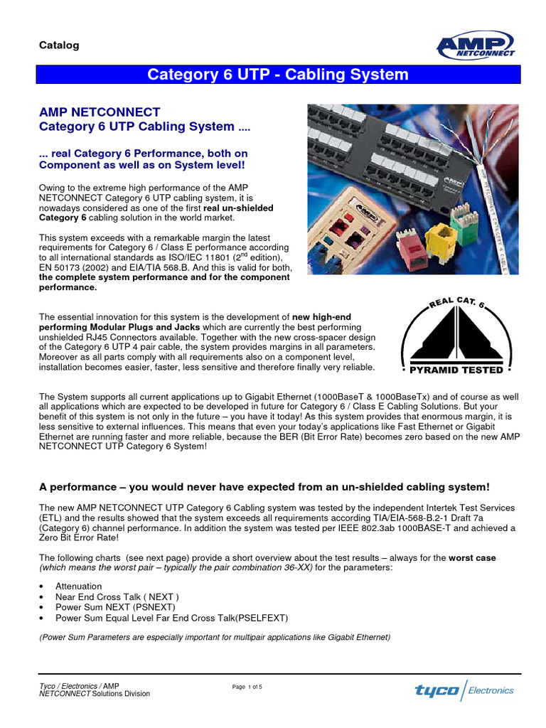 Cat6 UTP System Catalog | PDF | Telecommunications Equipment | Physical ...