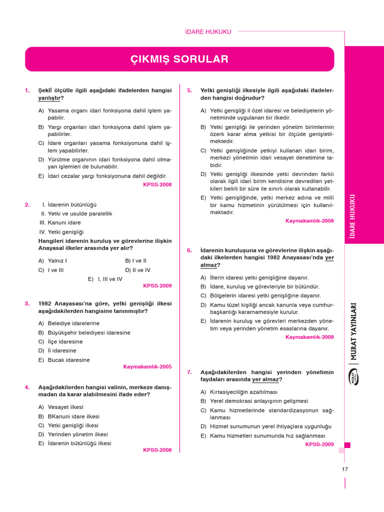 Idare Hukuku Cikmis Sorular | PDF
