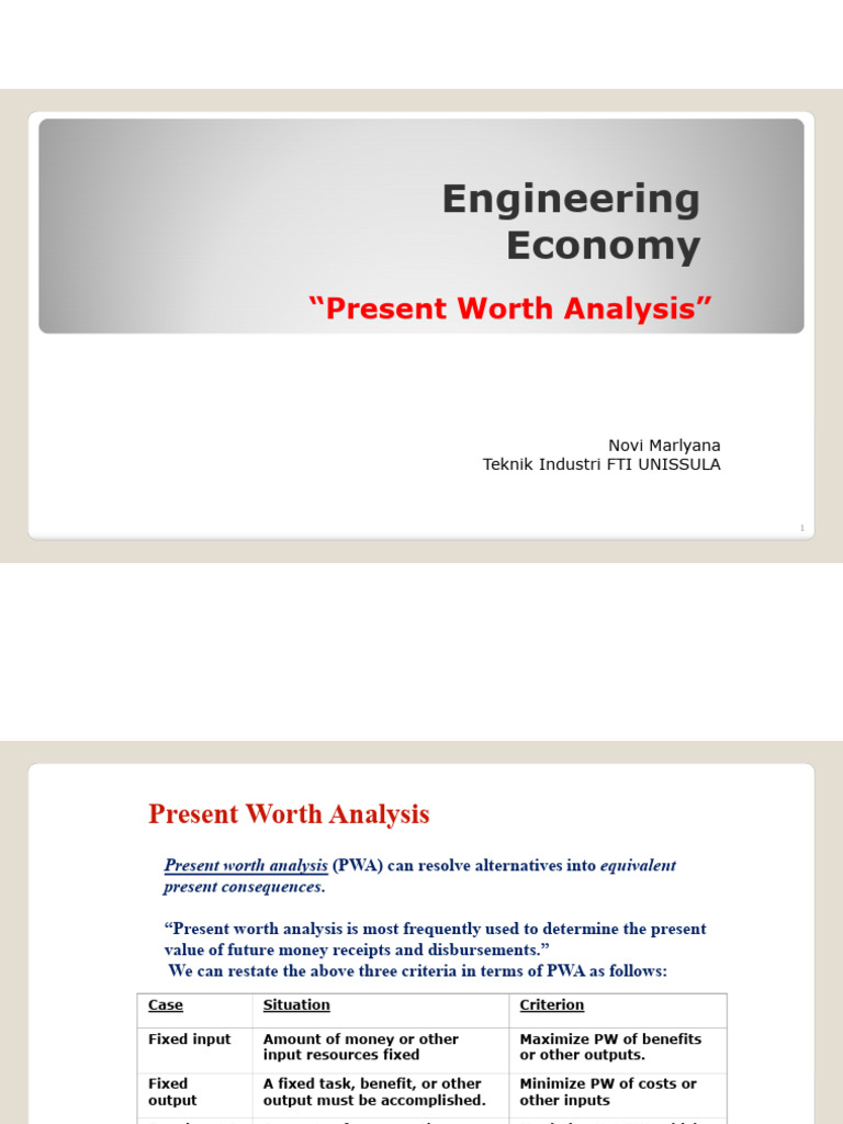 Present Worth Analysis | PDF | Net Present Value | Economies