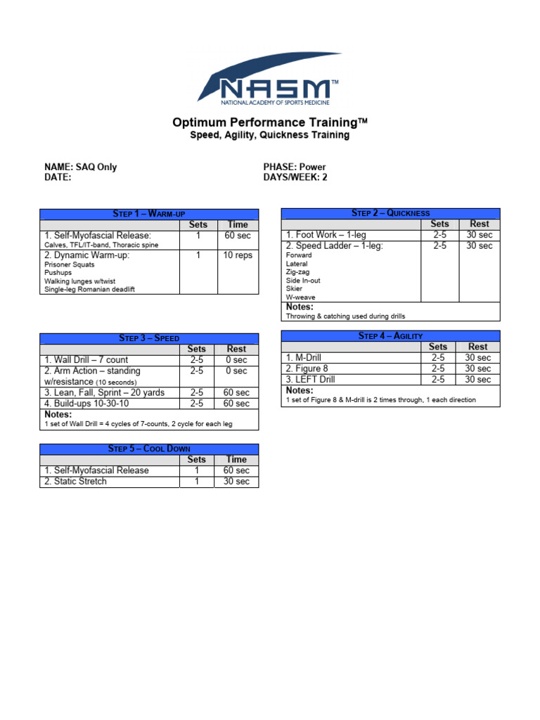 SAQ Only Power Level | PDF | Weight Training | Physical Fitness