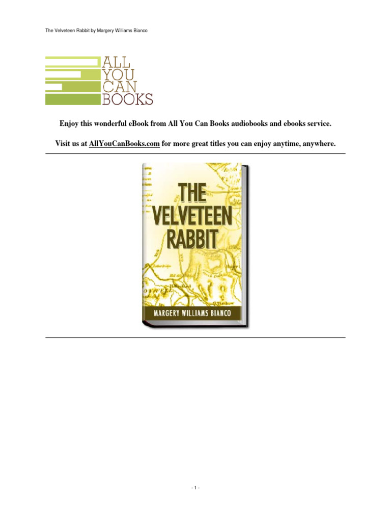 Velveteen Rabbit Margery Williams Bianco | PDF | General Fiction