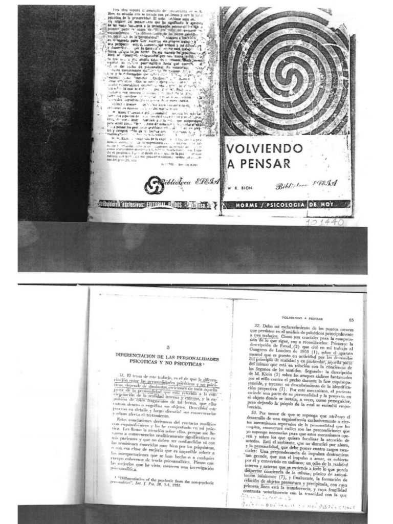Bion W. 1957 Diferenciaci N de Las Personalidades Psic Ticas y No Psic ...