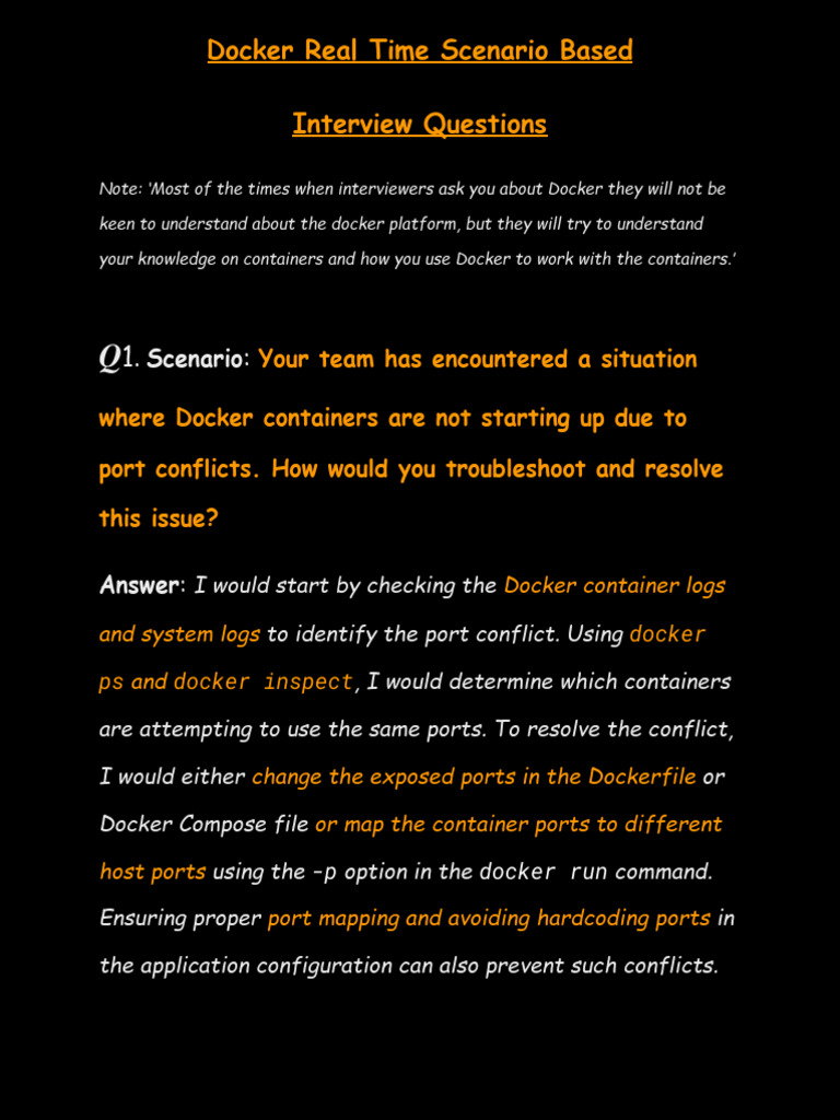 Docker Interview Questions & Scenarios | PDF | Cloud Computing | Computer Network