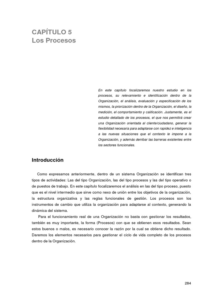 Cap 5 - Los Procesos | PDF | Calidad (comercial) | Planificación