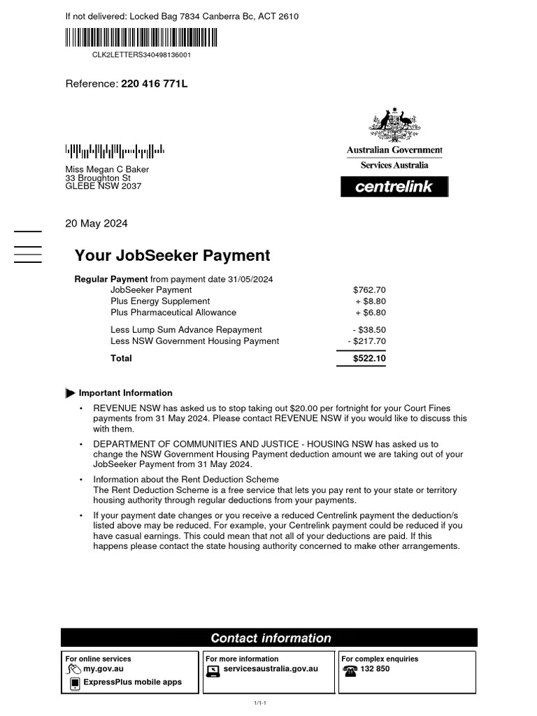 JobSeeker Payment - S340498136 | PDF | Business | Finance & Money ...