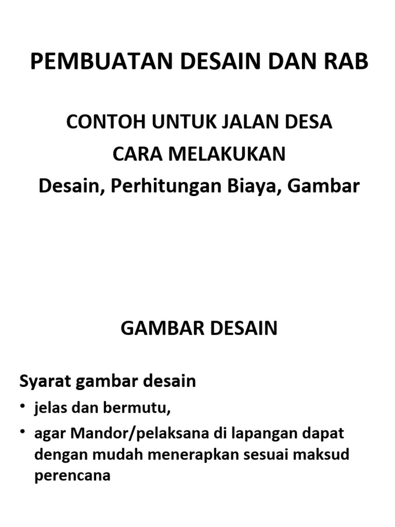 Presentasi Pembuatan Desain RAB | PDF | Teknologi & Rekayasa