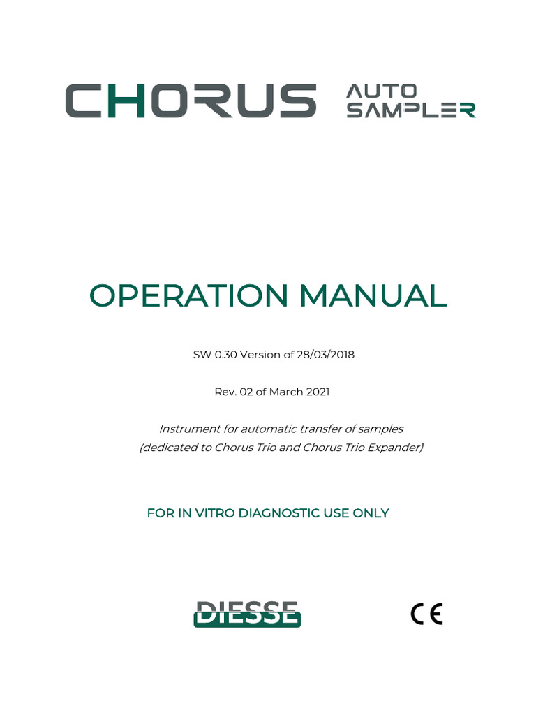 User Manual Chorus Autosampler Rev 2 03.2021 en | PDF | Medical Device ...