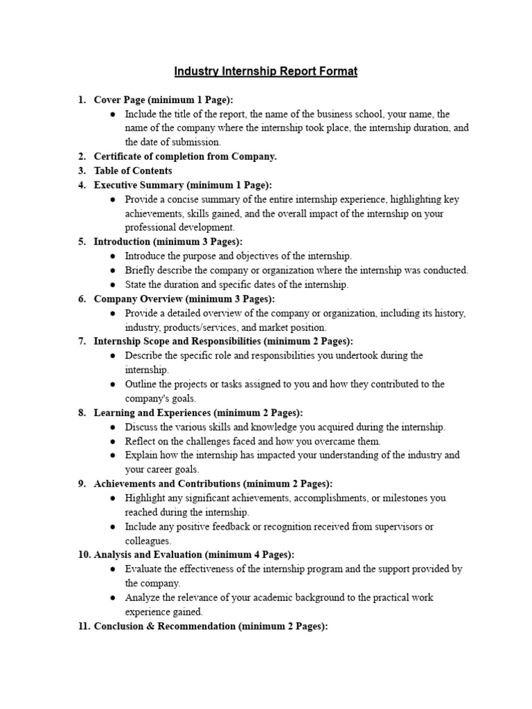 Industry Internship Reporting Format | PDF | Internship | Job Hunting