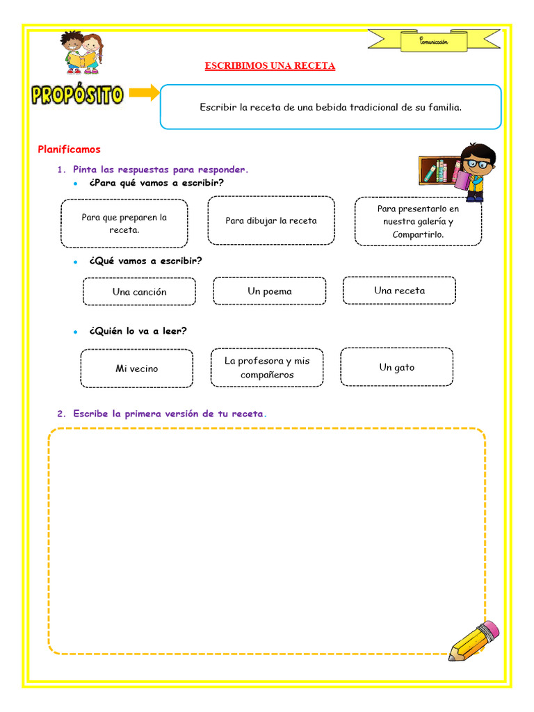 e5 s2 Ficha d3 Escribimos Una Receta | PDF e5 s2 Ficha d3 Escribimos Una Receta | PDF