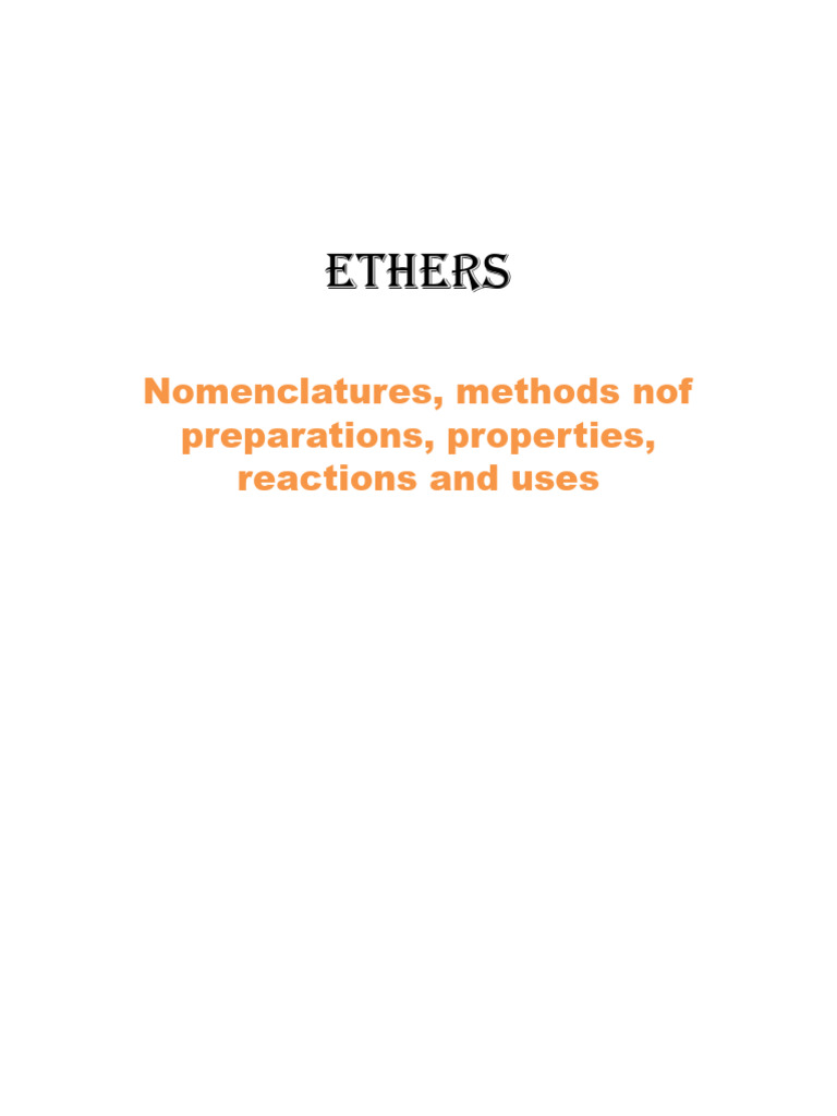 Overview of Ethers in Organic Chemistry | PDF | Ether | Alkene
