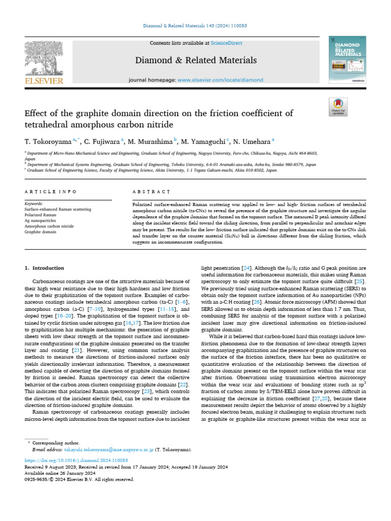 Graphite Domain Direction in ta-CNx Friction | PDF | Raman Spectroscopy ...