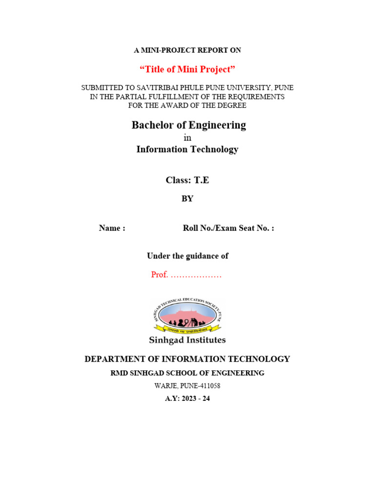 DSBDA LAB MiniProject Report Format 2023-24 | PDF