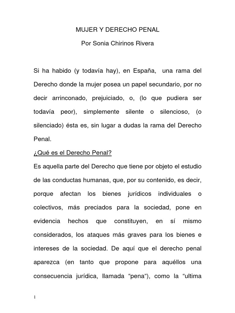 Sonia - Chirinos Derecho Penal Español | PDF | Violación | Derecho penal