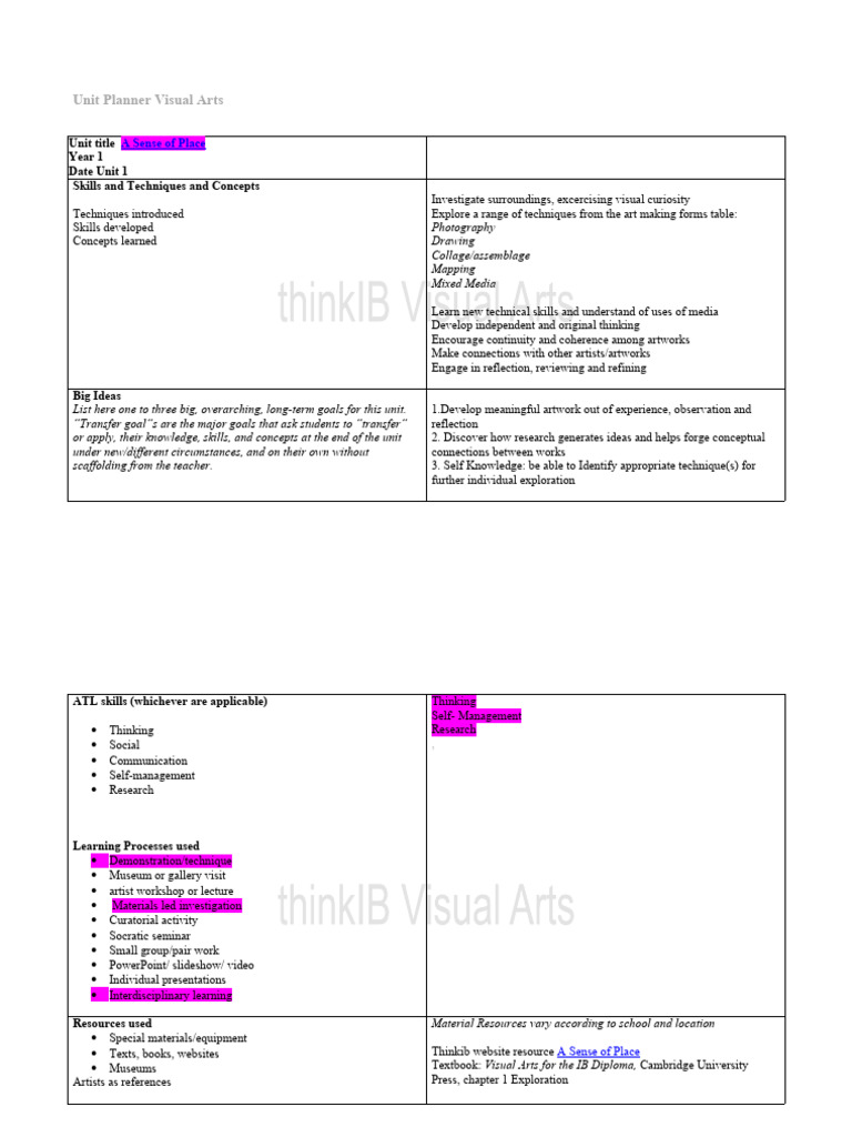 Sample Unit Plan 1 Exploring Place and Culture Flexi | PDF | Cognitive Science | Human Communication