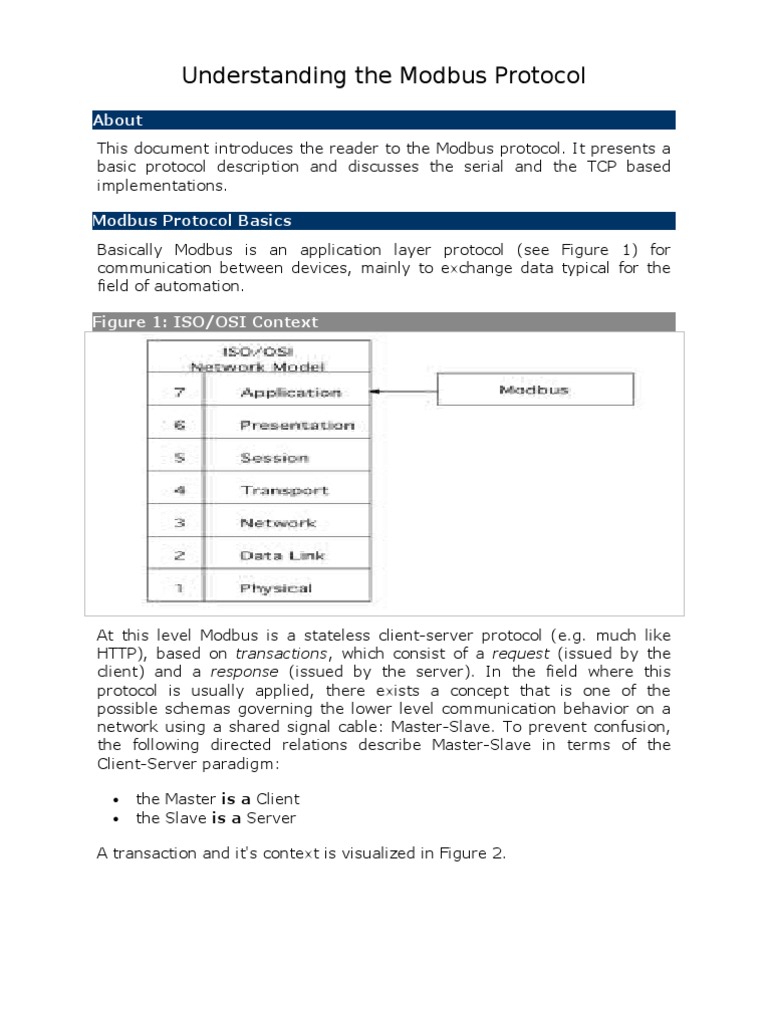 Understanding The Modbus Protocol | PDF | Communications Protocols ...