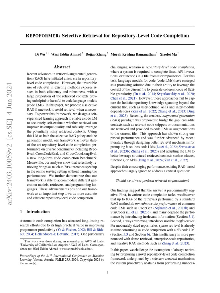 R: Selective Retrieval For Repository-Level Code Completion | PDF | Python (Programming Language ...
