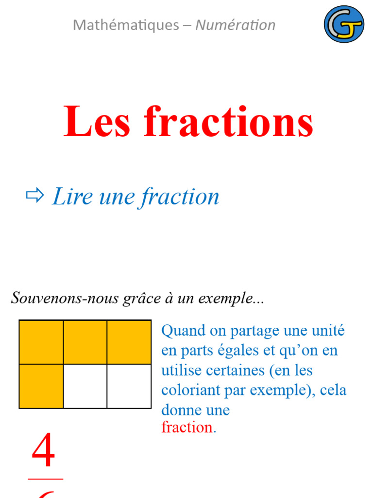 Les Fractions Lire Une Fraction | PDF | Mathématiques | Arithmétique