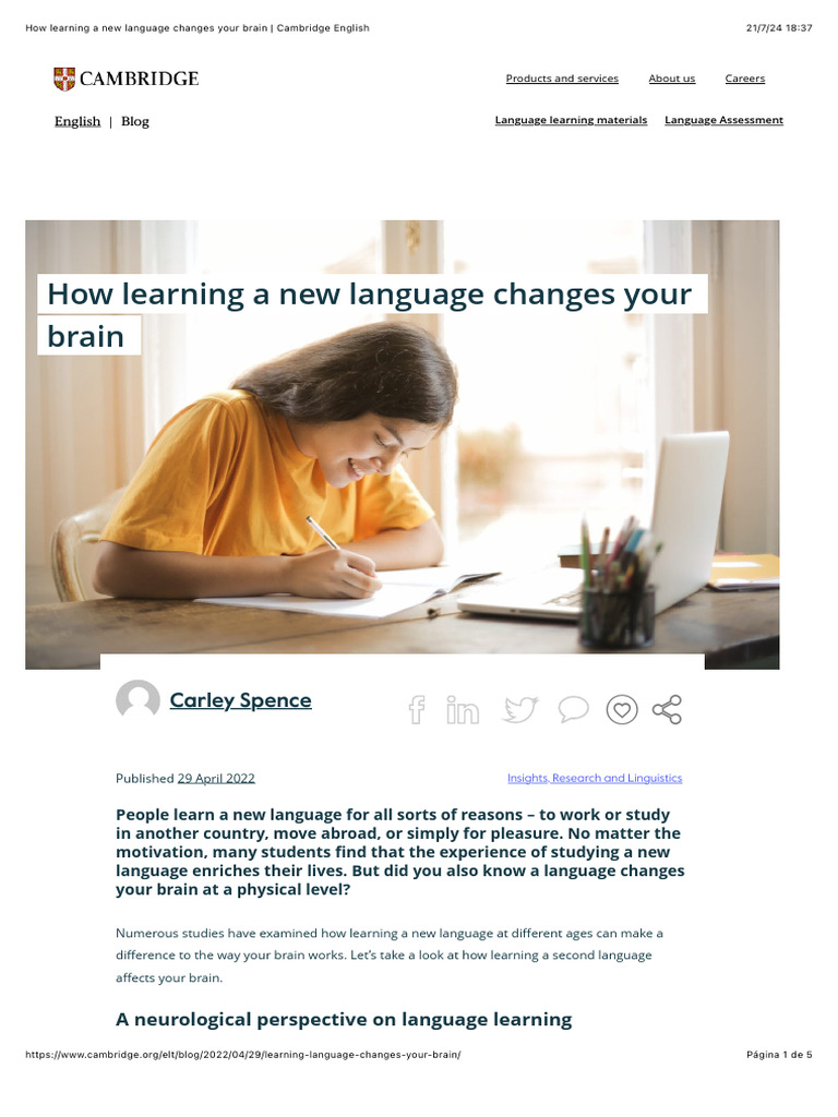 How Learning A New Language Changes Your Brain - Cambridge English | PDF | Learning | Second ...