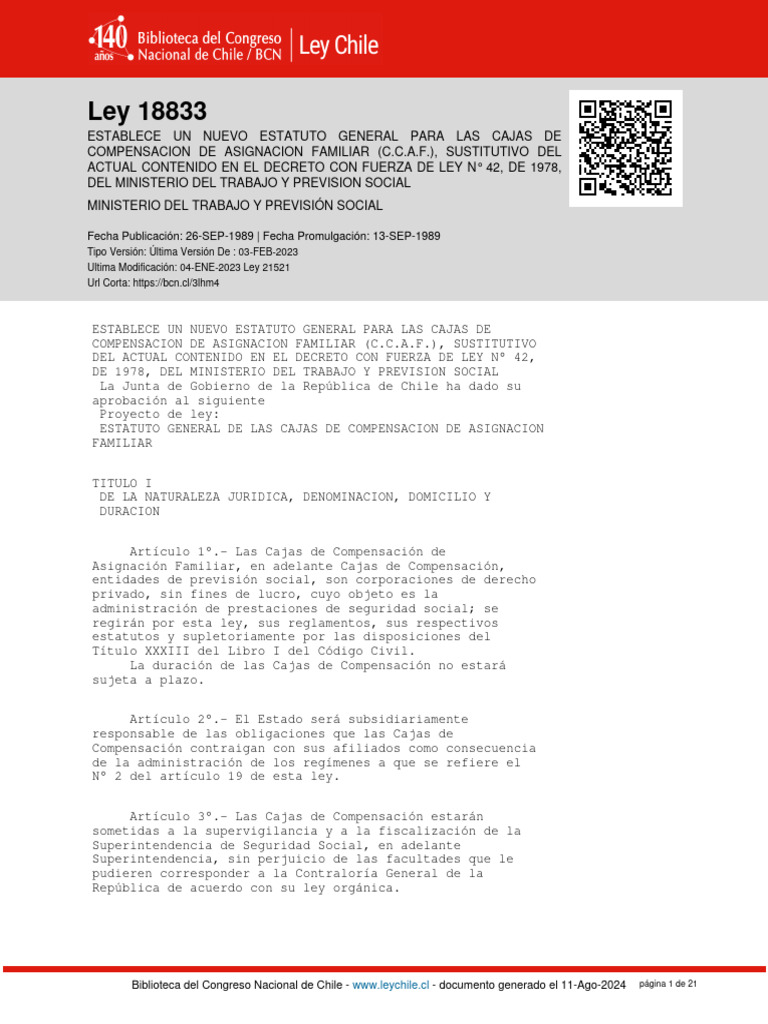 Ley 18833 - 26 Sep 1989 | PDF | Bancos | Seguro