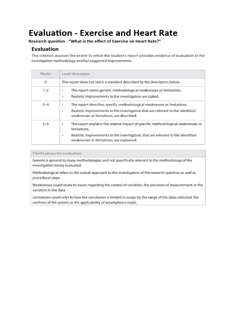 Exercise and Heart Rate - Evaluation | PDF | Heart Rate | Heart