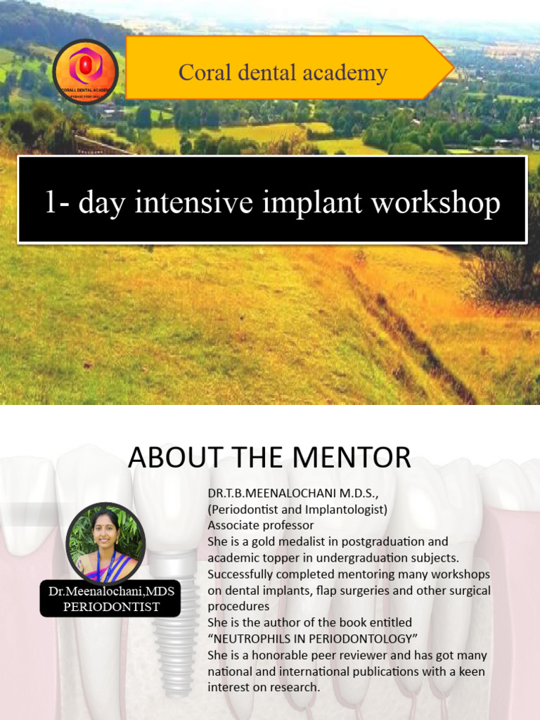 1 Day Intensive Implant Workshop | PDF | Dental Implant | Medical ...