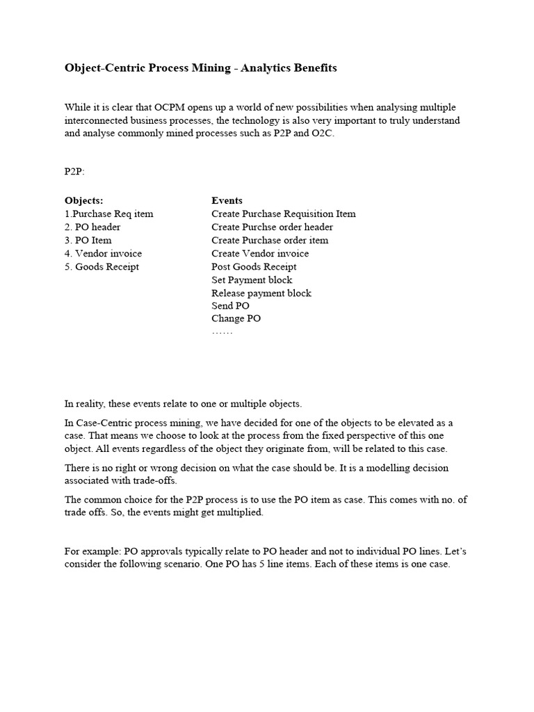 Object Centric Process Mining Analytics Benefits Pdf