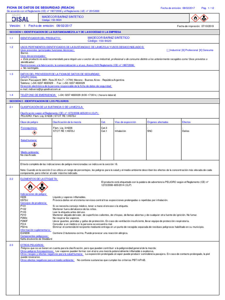 msds-madecor-barniz-sintetico-brillante-150-9020-spx1-1 | PDF ...