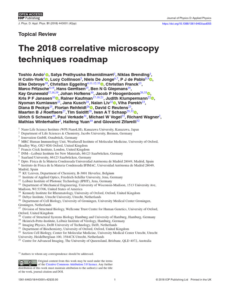 The 2018 Correlative Microscopy Techniques Roadmap | PDF | Microscopy | Electron Microscope
