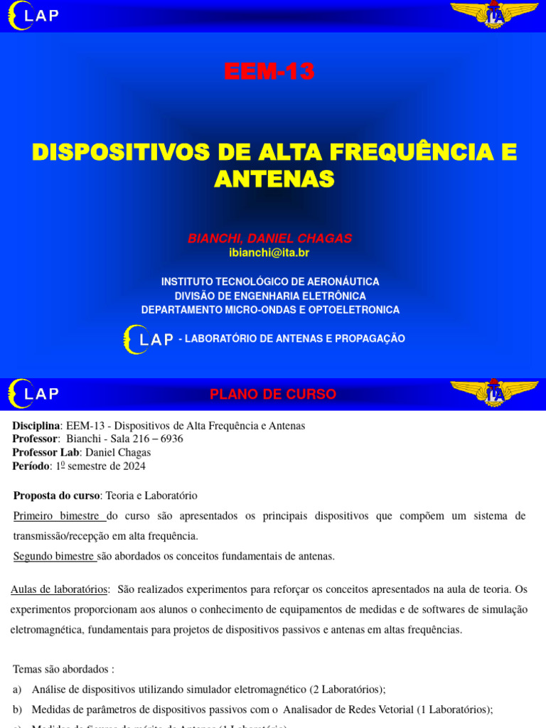 Curso de Dispositivos e Antenas EEM-13 | PDF | Antena (rádio) | Irradiação