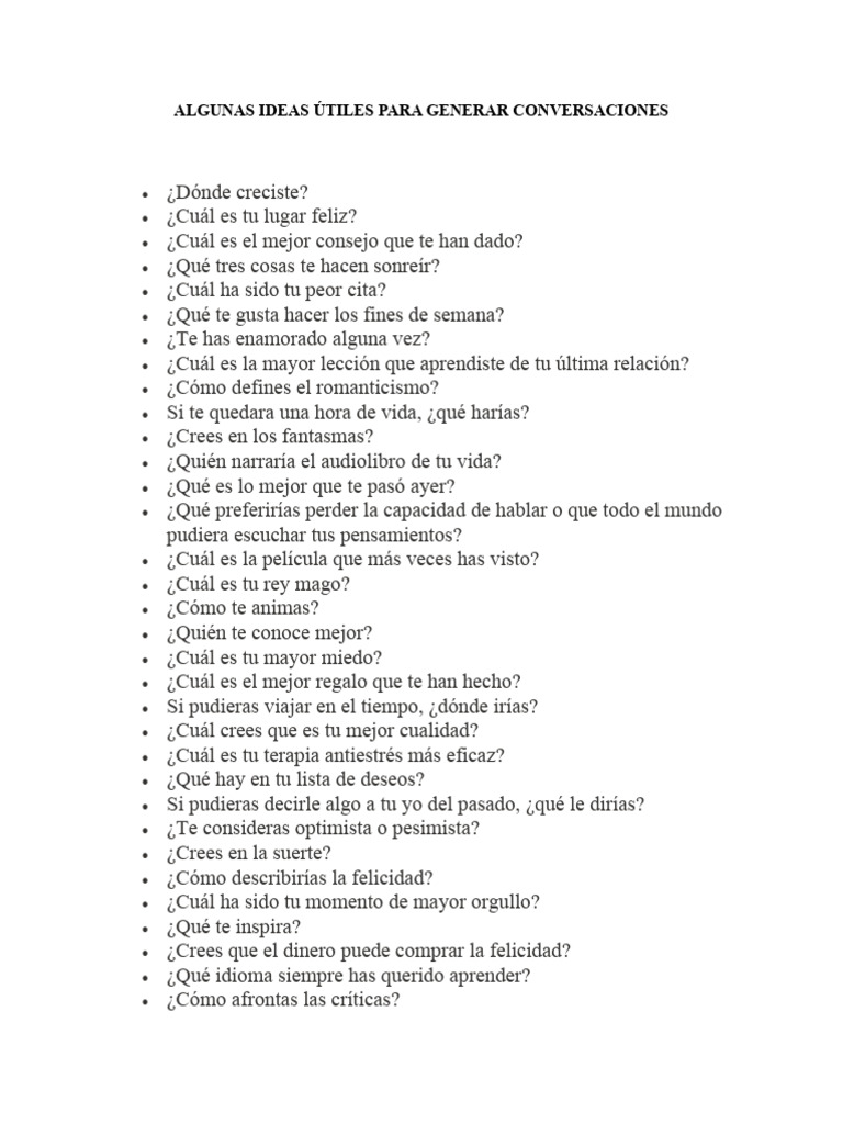 Algunas Ideas Útiles para Generar Conversaciones | PDF