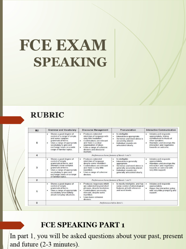 FCE SPEAKING SESSION P1-4 | PDF | Question | Experience