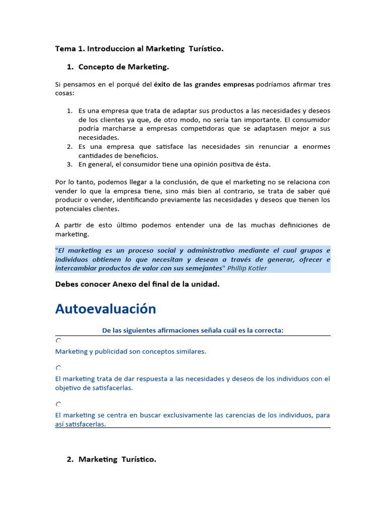 Tema 1-MARKETING TURISTICO | PDF | Marketing | Business