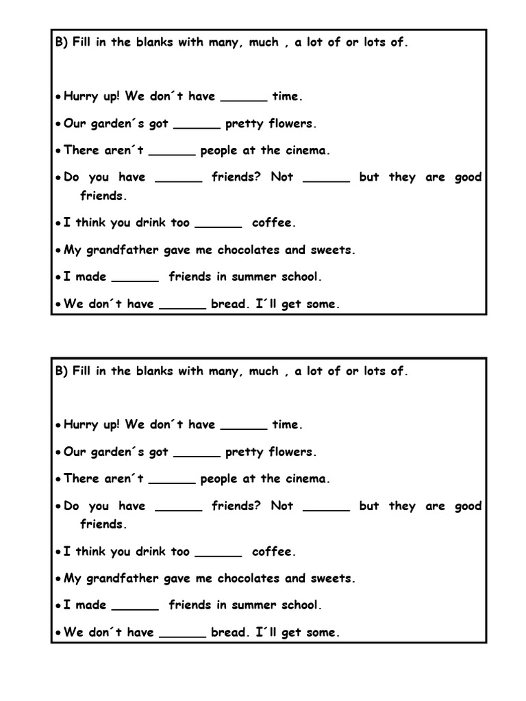 Much Many Worksheet | PDF | Home & Garden