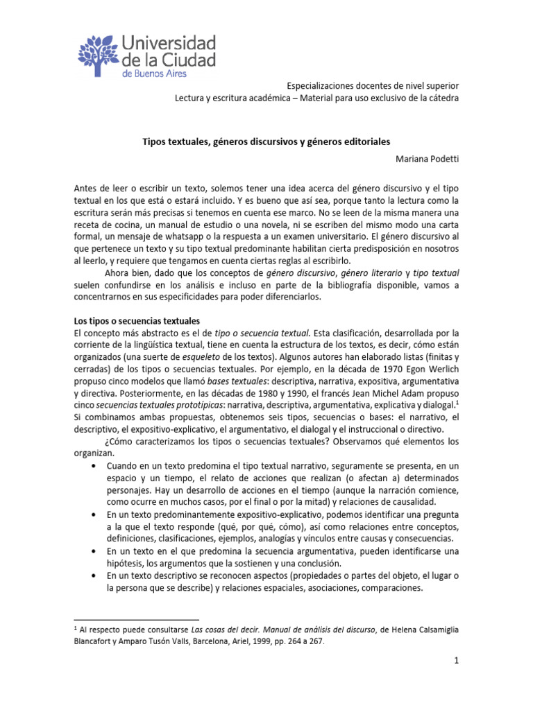 5.podetti - Tipos Textuales - Generos Discursivos y Editoriales | PDF