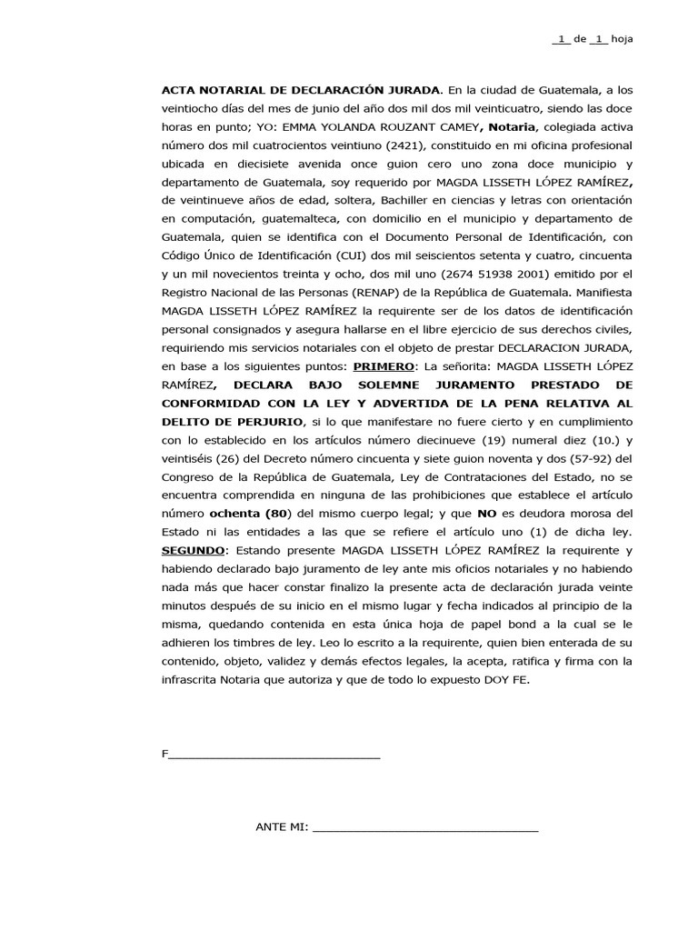 Modelo Declaración Jurada 029 2023 | PDF | Guatemala | Justicia