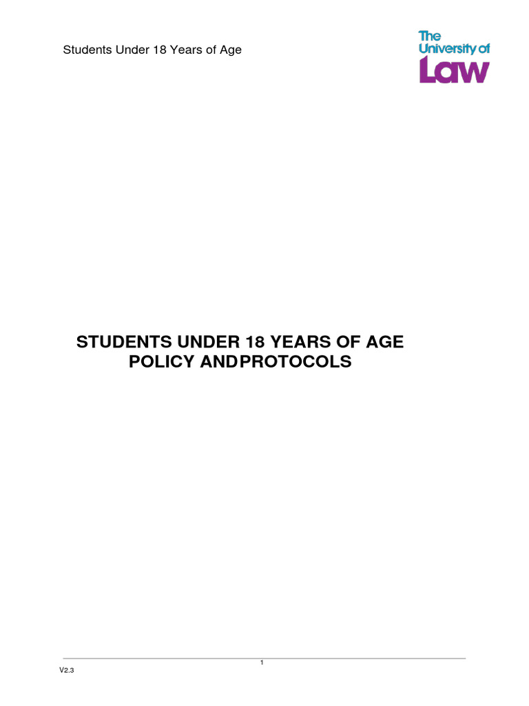 Policies Student Under 18 Policy | PDF | Social Science