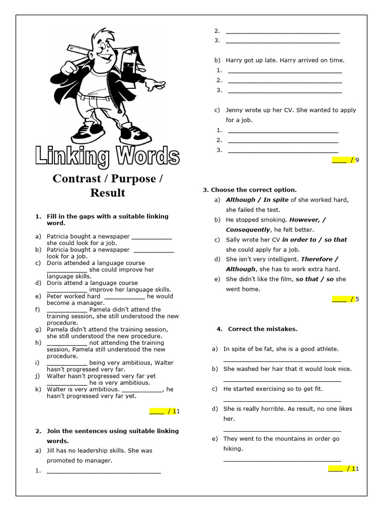 Linking Words Contrast Purpose and Result | PDF