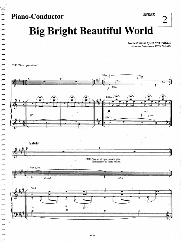 Big Bright Beautiful World CUT Sheet Music | PDF