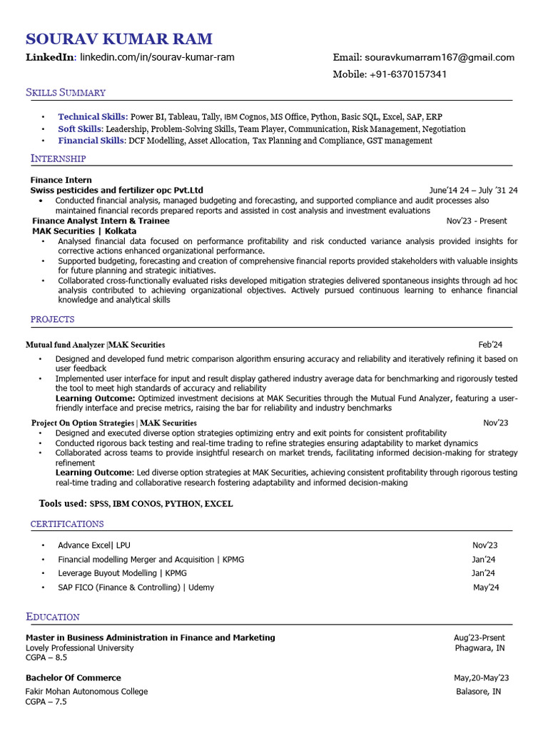 Sourav CV NEW-1 | PDF | Reliability Engineering | Risk