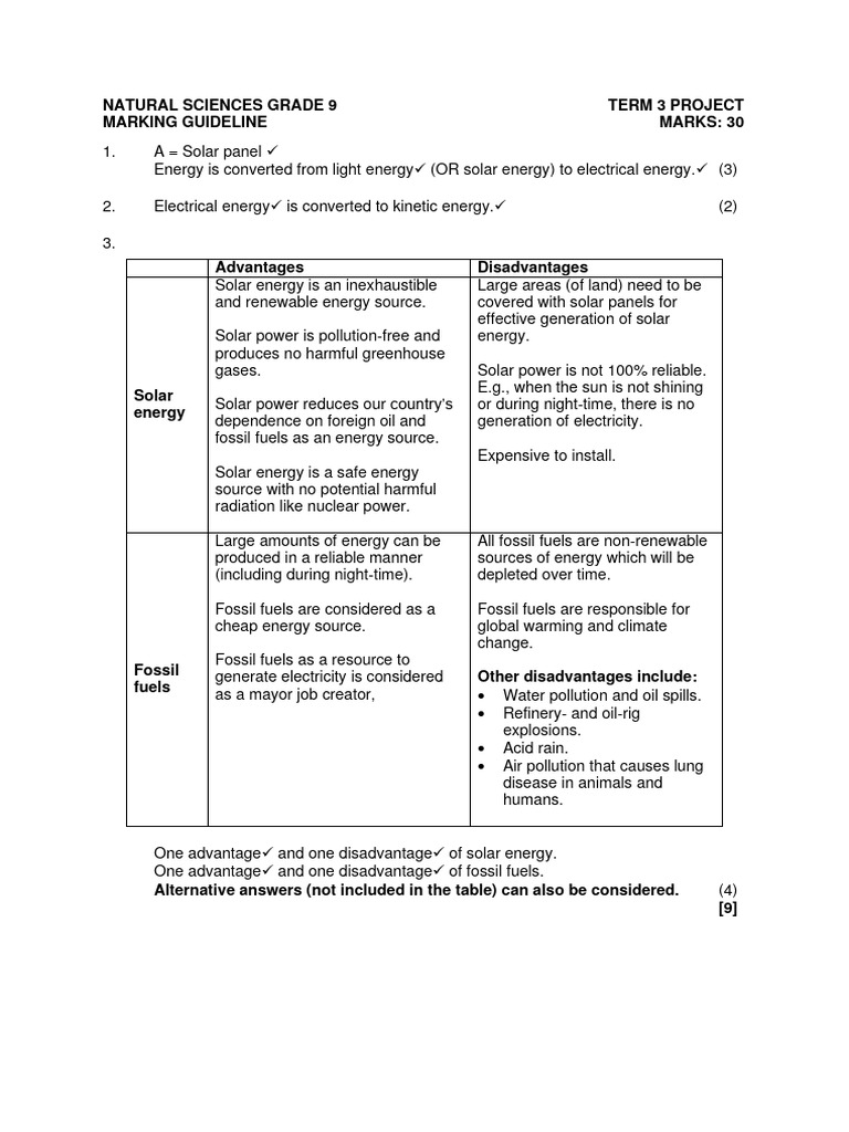 NS Gr9 Term 3 Project Marking Guideline 1661942211 | PDF | Energy ...