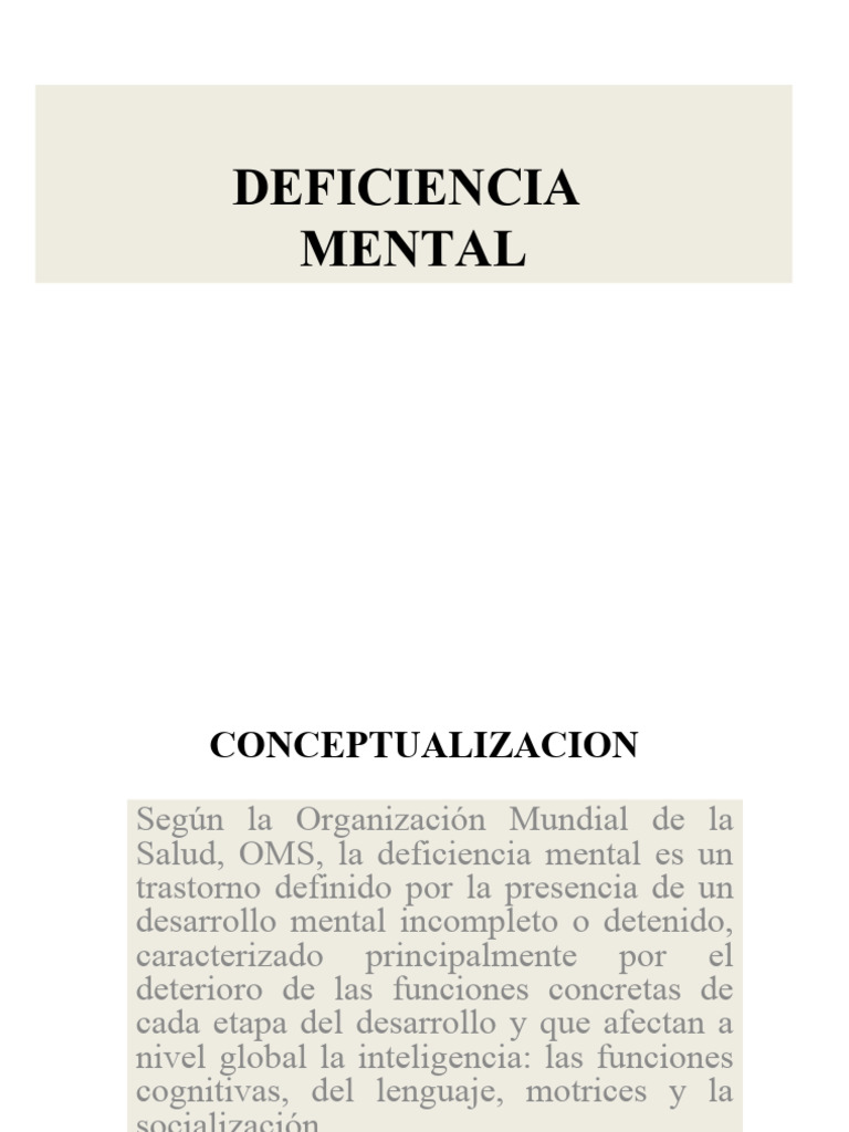 Deficiencia Mental: Conceptos y Tipos | PDF | Discapacidad intelectual ...