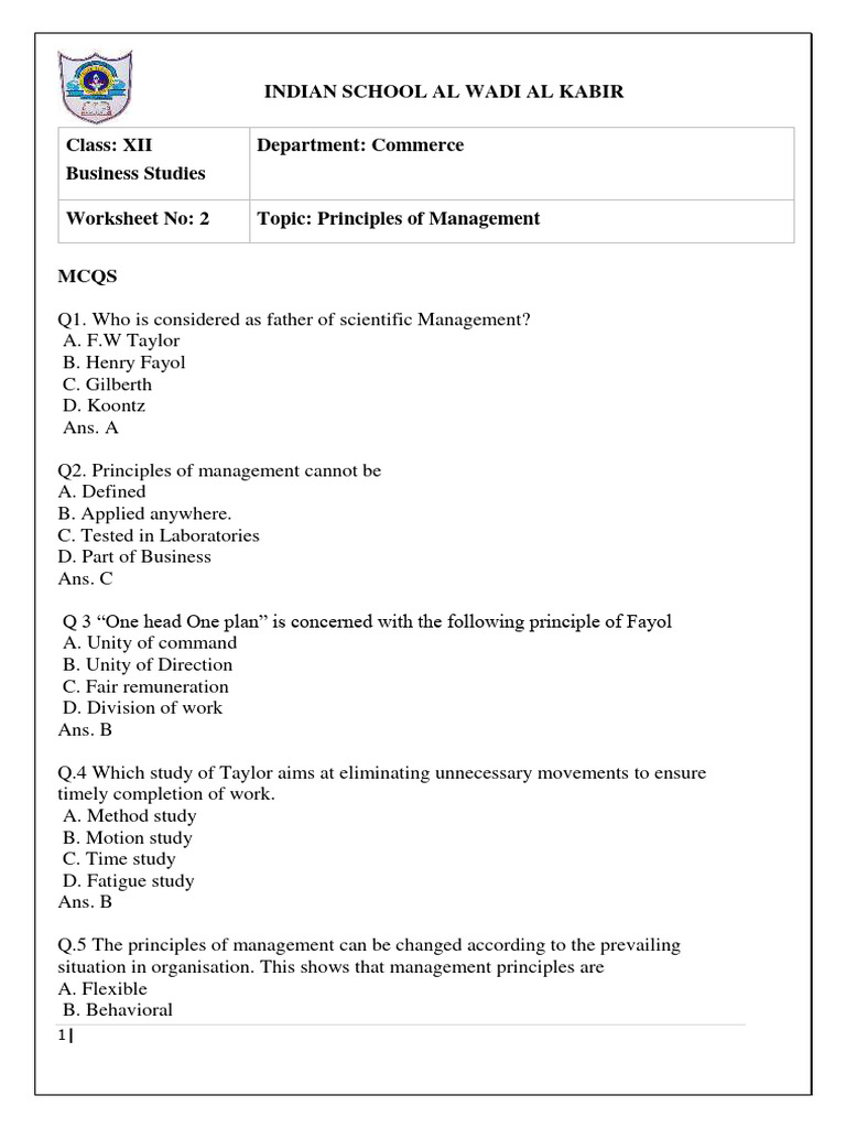 379652-PRINCIPLES OF MANAGEMENT Worksheet | PDF | Employment | Wage