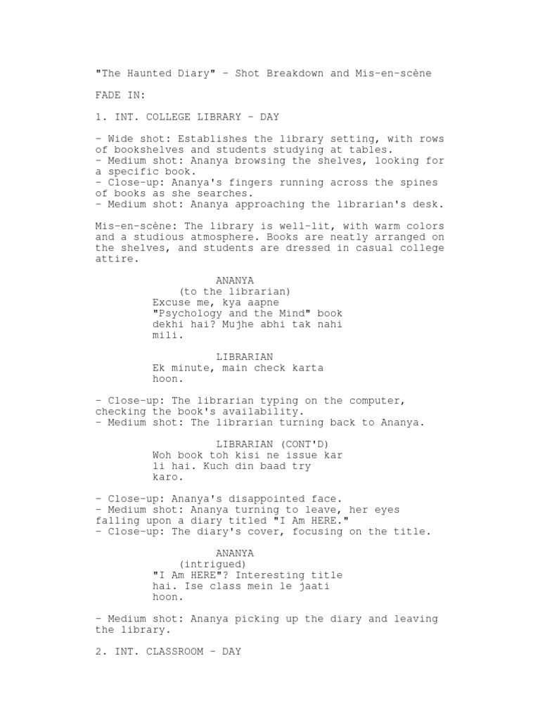Haunted Diary Shot Breakdown | PDF | Classroom