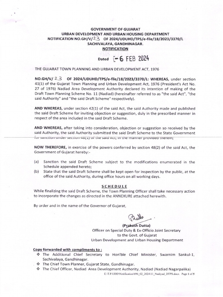 Notification Related To Draft Town Planning Scheme No 11 (Nadiad) | PDF | Teaching Methods ...