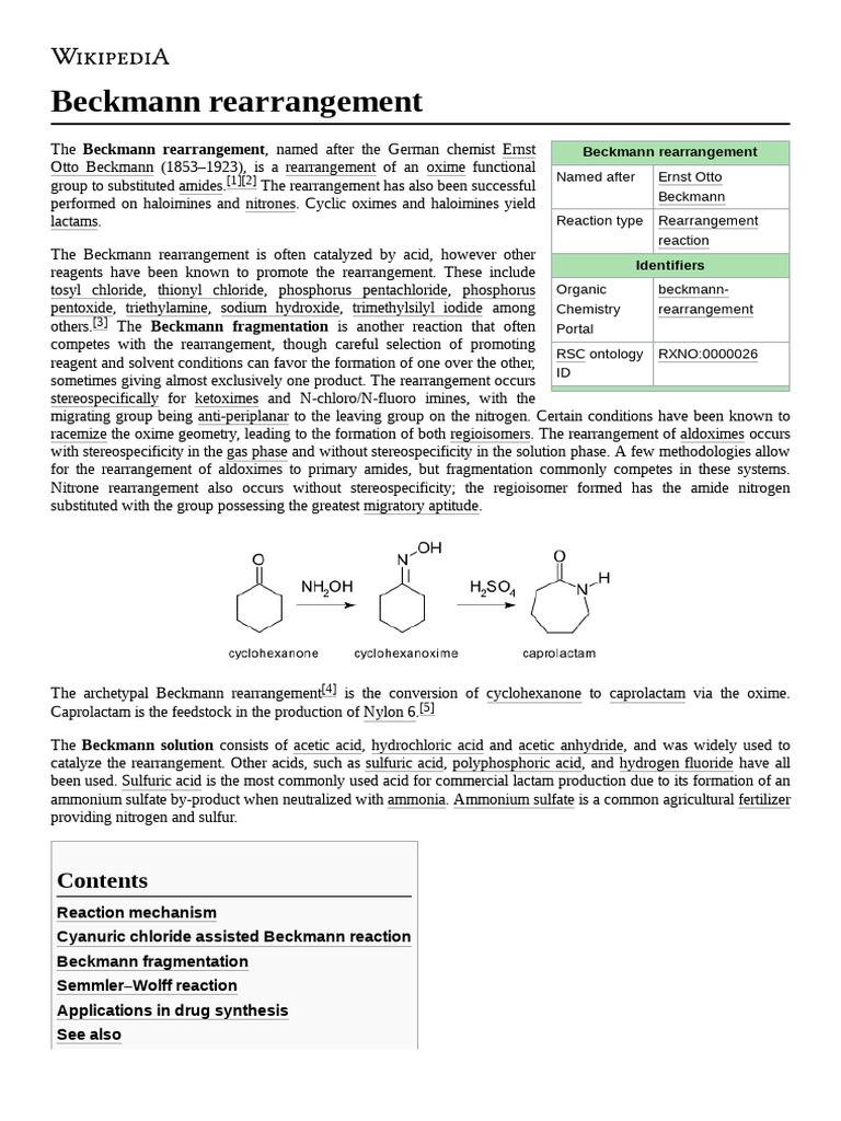 Beckmann Rearrangement 2 | PDF | Chemical Reactions | Unit Processes