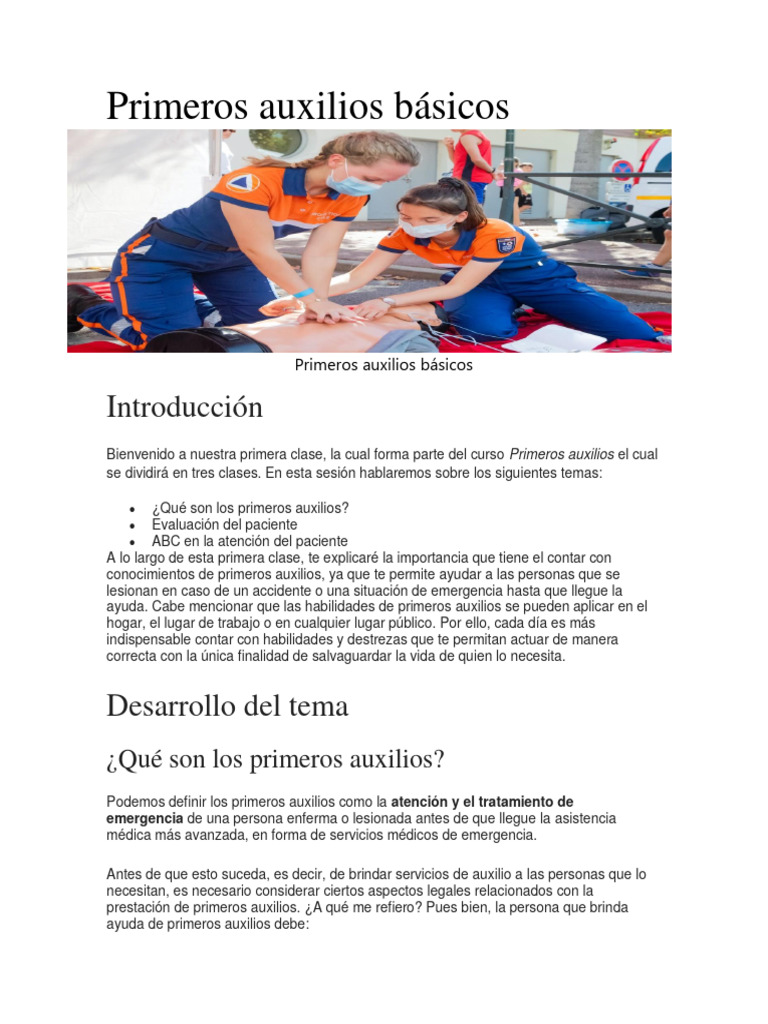 Primeros Auxilios Básicos | PDF | Reanimación cardiopulmonar | Primeros auxilios