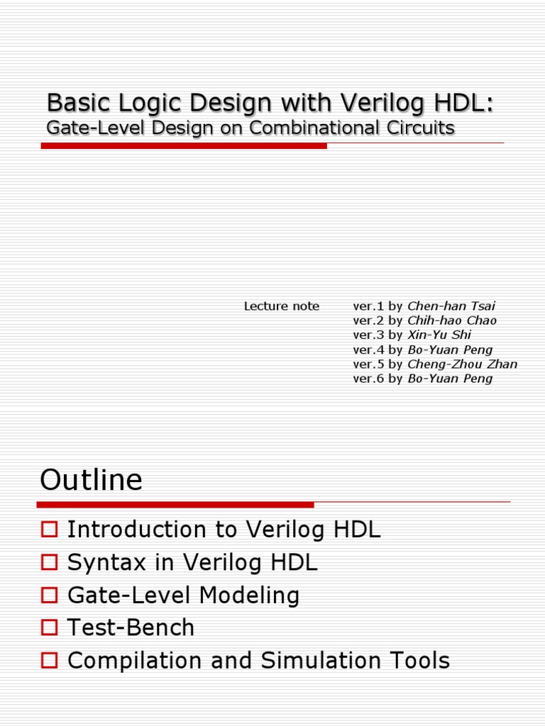 Basic Logic Design With Verilog Hdl Gate Level Design On Combinational Circuits Pdf 
