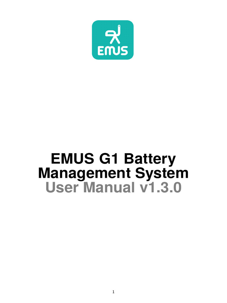 Emus G1 BMS User Manual v.1.3.0 | PDF | Rechargeable Battery | Usb
