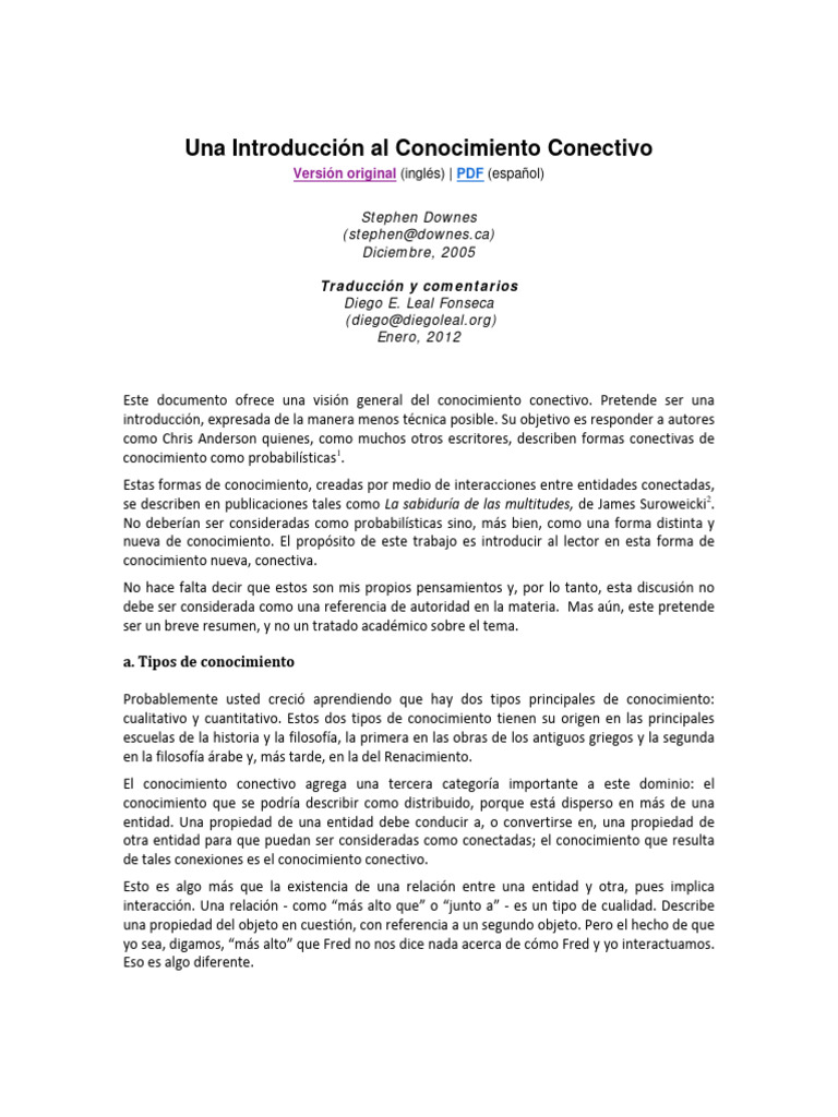 STEPHEN DOWNES Una_Introduccion_al_Conocimiento_Conectivo. Traducción ... STEPHEN DOWNES Una_Introduccion_al_Conocimiento_Conectivo. Traducción ...